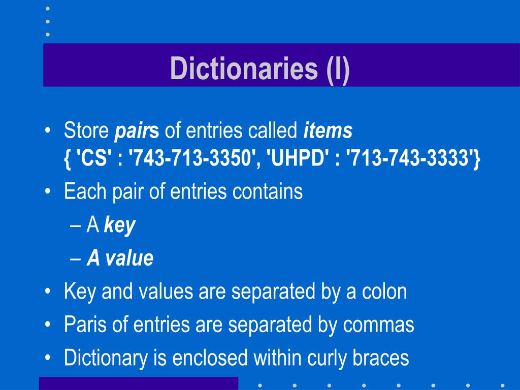 Ppt Cosc 1306—computer Science And Programming Python Tuples Sets And Dictionaries Powerpoint
