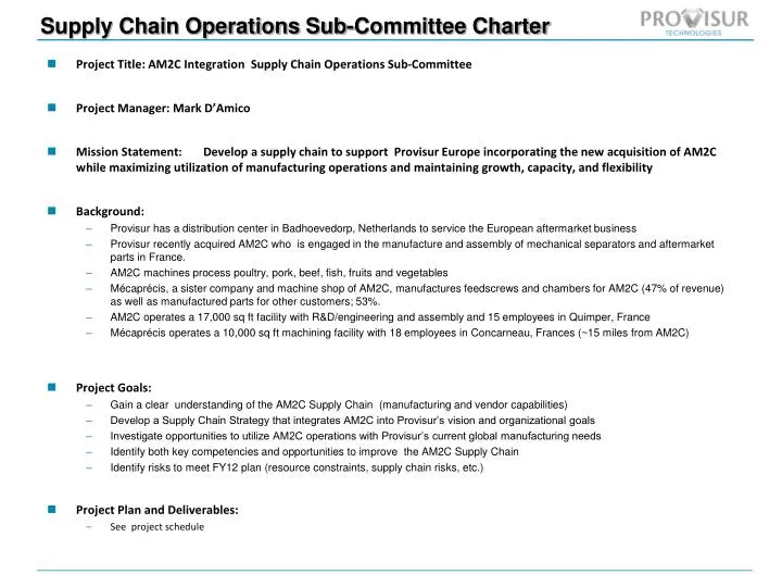 PPT - Supply Chain Operations Sub-Committee Charter PowerPoint ...