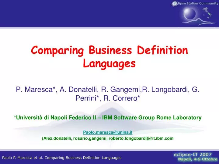 PPT - Comparing Business Definition Languages PowerPoint Presentation ...