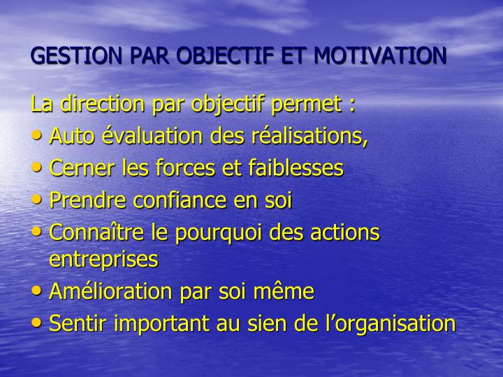 PPT - MANAGEMENT PAR OBJECTIFS PowerPoint Presentation - ID:3785347