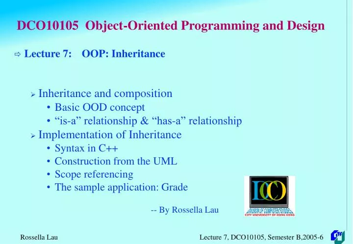 PPT - DCO10105 Object-Oriented Programming and Design PowerPoint ...