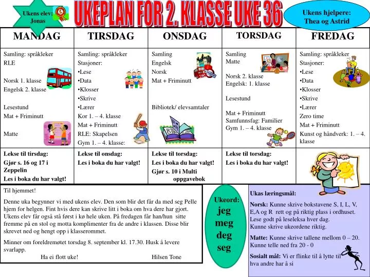 PPT - UKEPLAN FOR 2. KLASSE UKE 36 PowerPoint Presentation, free ...