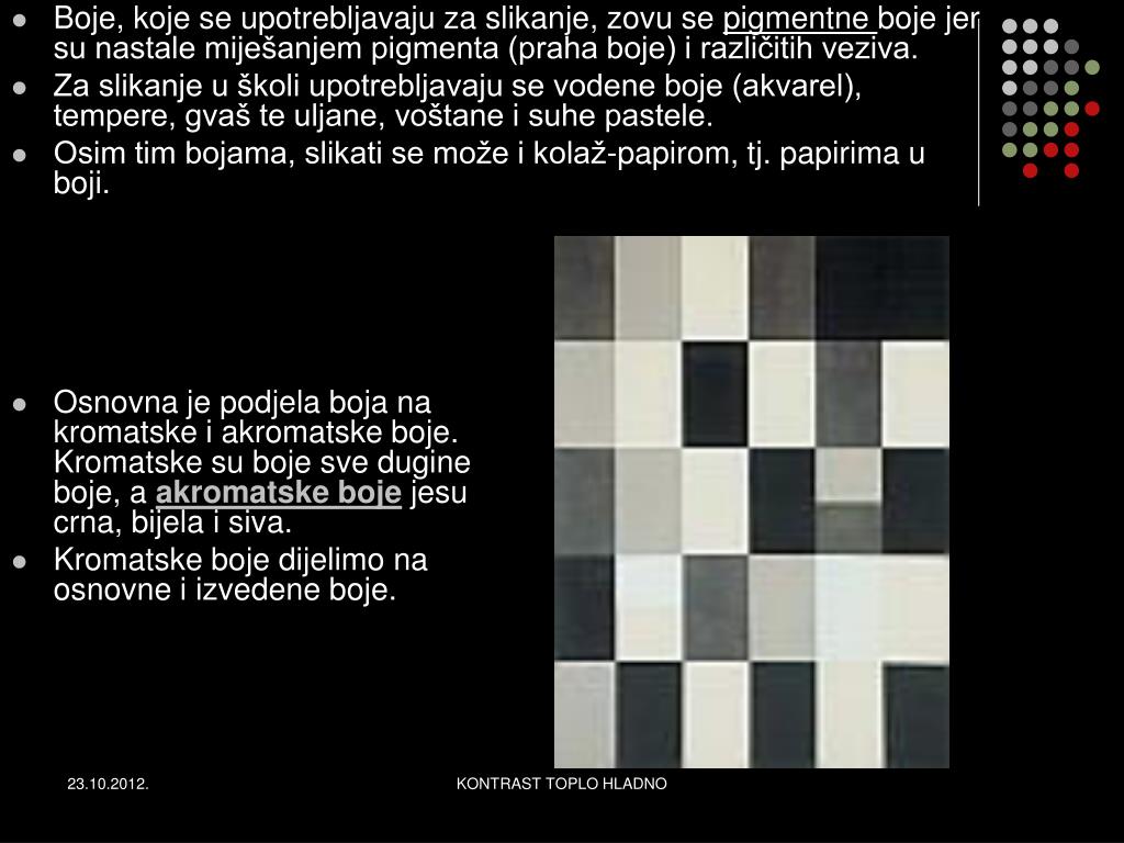 PPT - BOJA Čiste boje kontrast toplo-hladno PowerPoint Presentation ...