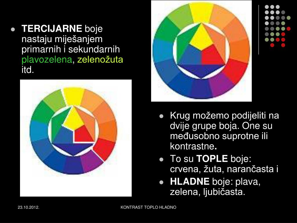 PPT - BOJA Čiste boje kontrast toplo-hladno PowerPoint Presentation ...
