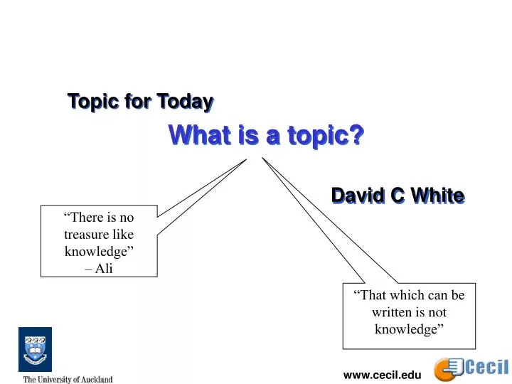 PPT - Topic for Today What is a topic? David C White PowerPoint ...
