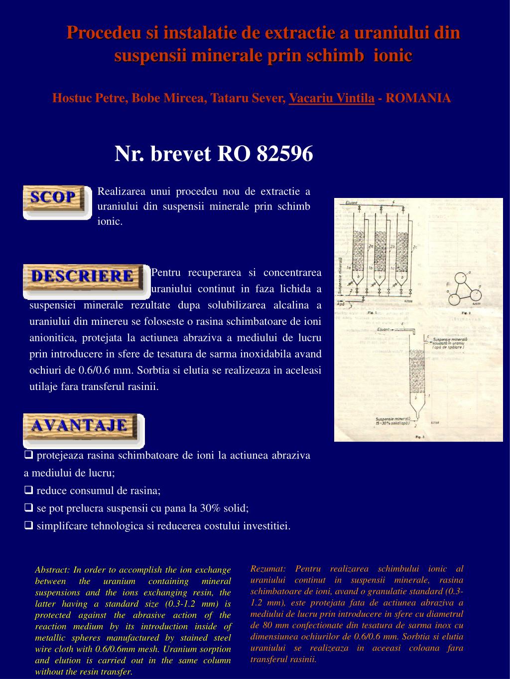 PPT - Procedeu si instalatie de extractie a uraniului din suspensii ...