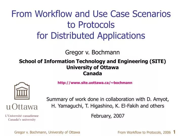 PPT - From Workflow and Use Case Scenarios to Protocols for Distributed Applications PowerPoint ...