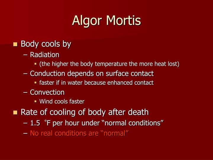 Algor Mortis Timeline