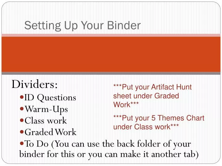 PPT - Setting Up Your Binder PowerPoint Presentation, free download ...