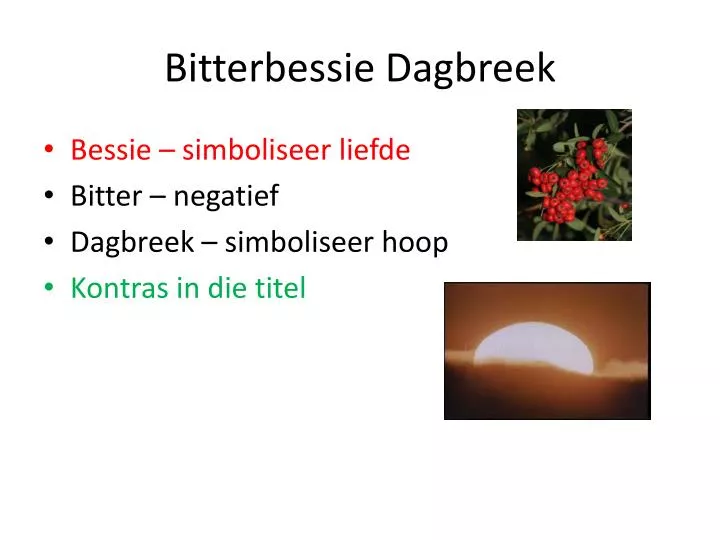 PPT - Bitterbessie Dagbreek PowerPoint Presentation, free download - ID ...