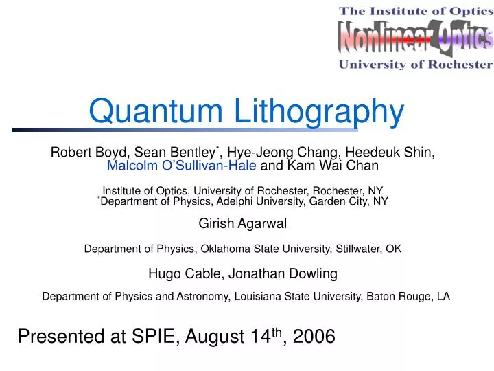 PPT - Quantum Lithography PowerPoint Presentation, free download - ID ...