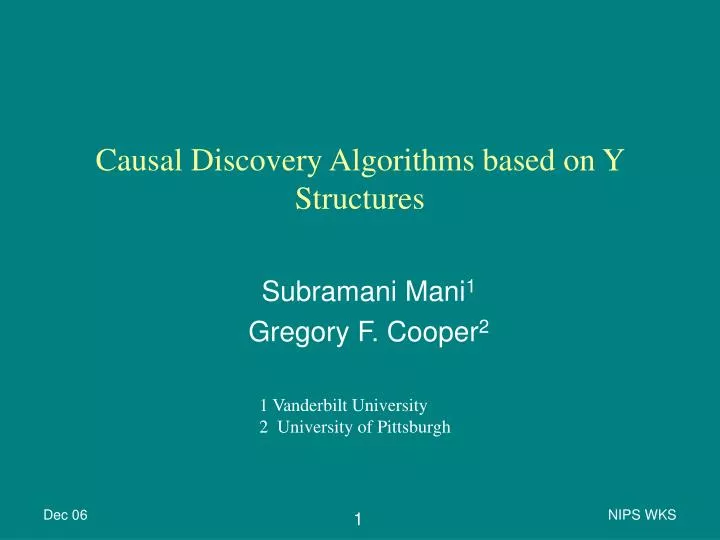 Ppt Causal Discovery Algorithms Based On Y Structures Powerpoint Presentation Id3794715 