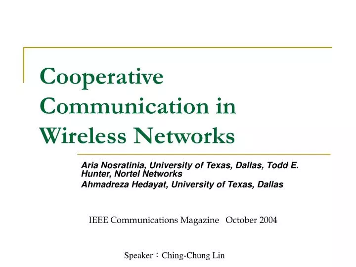 Ppt Cooperative Communication In Wireless Networks Powerpoint Presentation Id 3795115