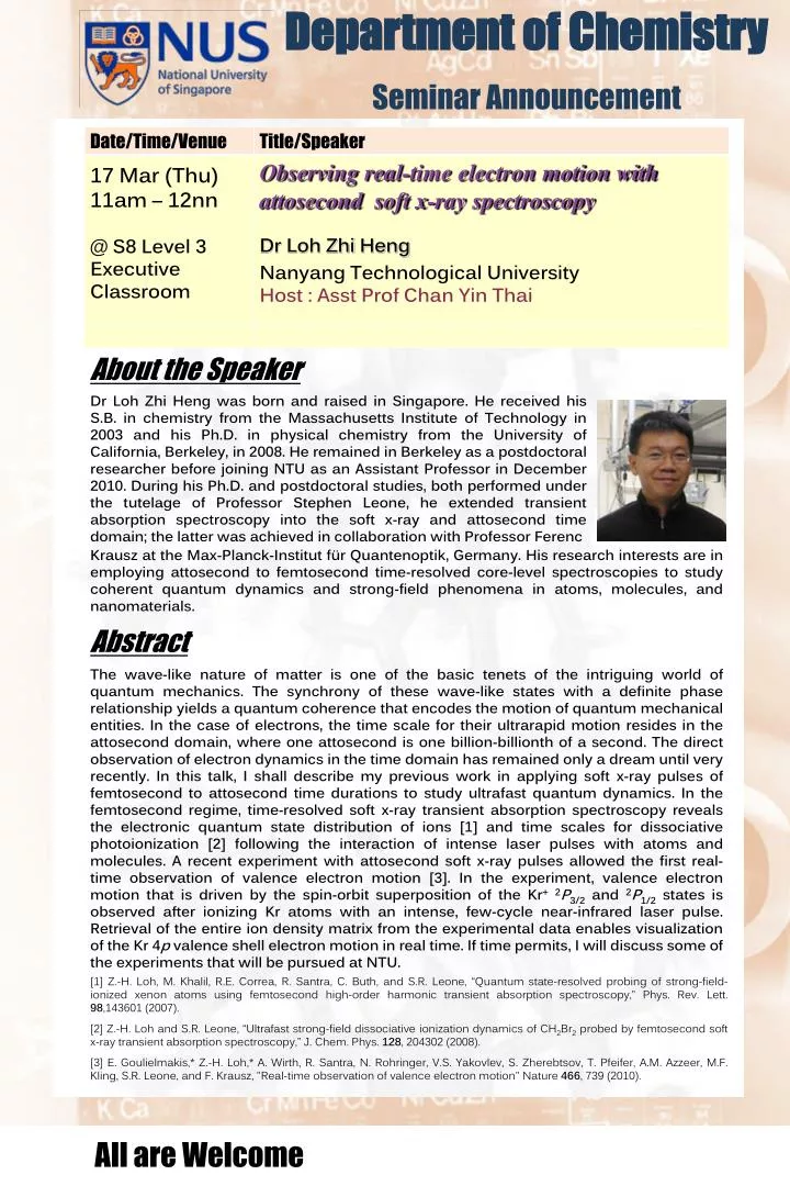 PPT - Department of Chemistry Seminar Announcement PowerPoint ...