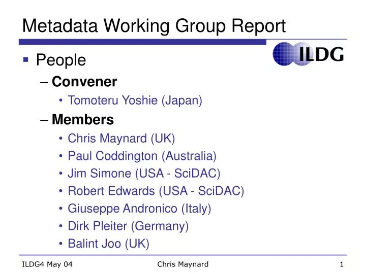 PPT - Metadata Working Group Report PowerPoint Presentation, free ...