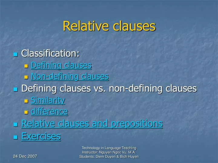 PPT - Relative clauses PowerPoint Presentation, free download - ID:3801547