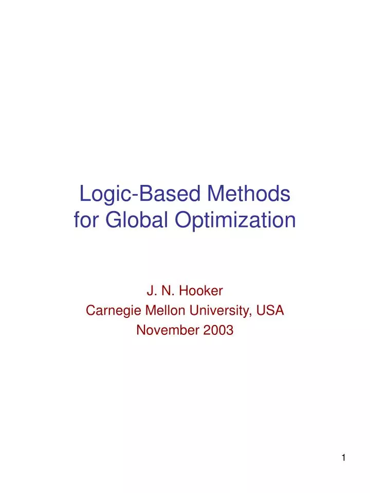 Ppt Logic Based Methods For Global Optimization Powerpoint Presentation Id 3802368