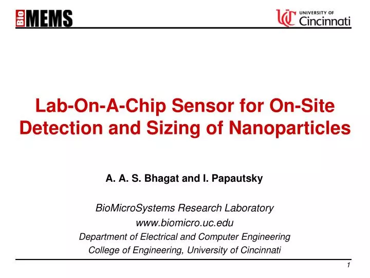 Ppt Lab On A Chip Sensor For On Site Detection And Sizing Of