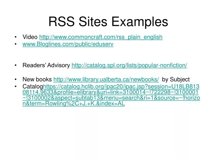 PPT - RSS Sites Examples PowerPoint Presentation, free download - ID ...