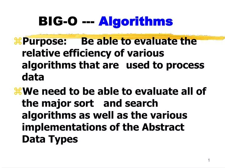 PPT - BIG-O --- Algorithms PowerPoint Presentation, free download - ID:3803299