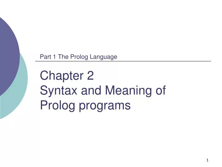 Ppt Part 1 The Prolog Language Chapter 2 Syntax And Meaning Of Prolog Programs Powerpoint