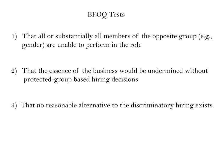 PPT - ~ Bona Fide Occupational Qualification (BFOQ) ~ PowerPoint ...