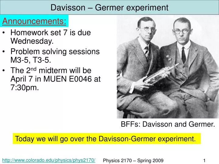 PPT - Davisson – Germer experiment PowerPoint Presentation, free ...