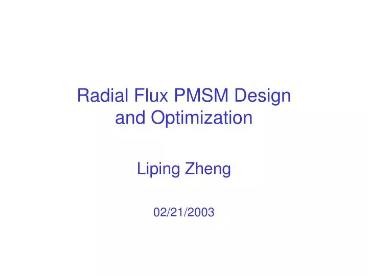 PPT - Radial Flux PMSM Design and Optimization PowerPoint Presentation ...