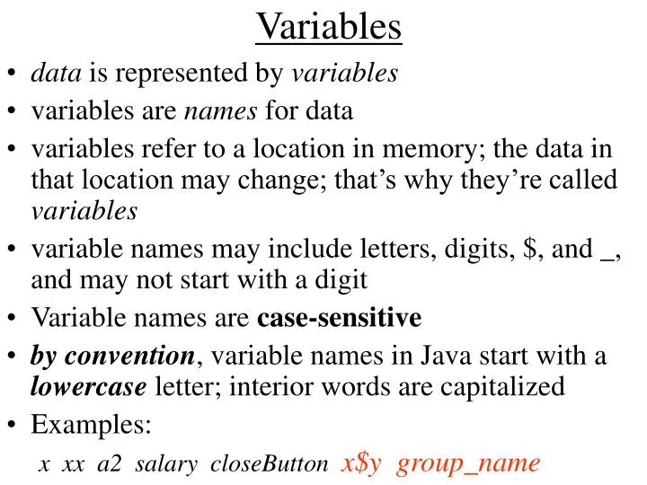 PPT - Variables PowerPoint Presentation, free download - ID:3814406