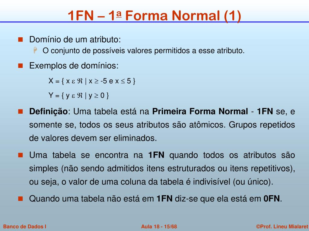 PPT - Banco de Dados I – BD I Prof. Lineu Mialaret Aula 18: Teoria da ...