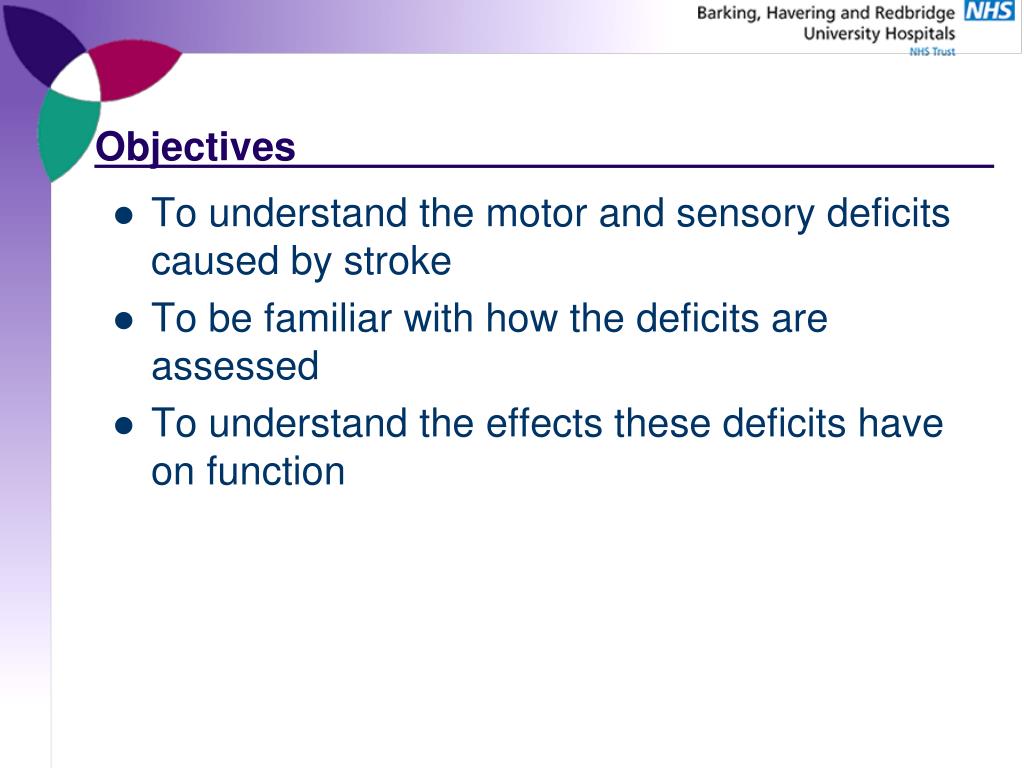 PPT - Motor and sensory deficits post stroke Judith Croxon-Stroud ...