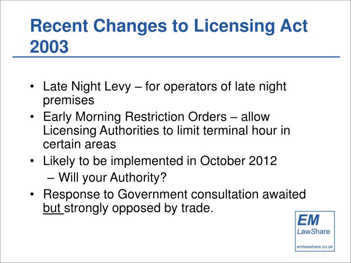 PPT - Licensing Act 2003 PowerPoint Presentation - ID:3815755