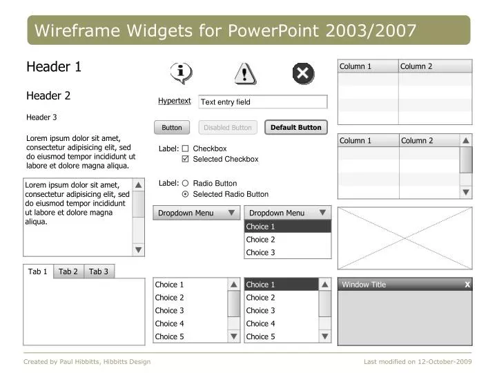 PPT - Wireframe Widgets for PowerPoint 2003/2007 PowerPoint ...