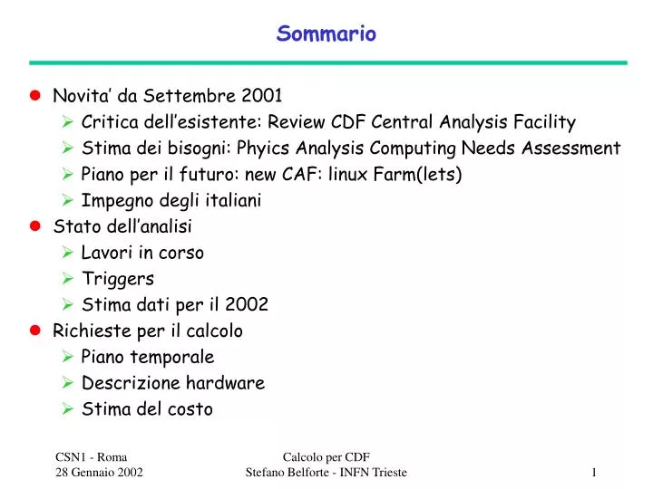 PPT - Sommario PowerPoint Presentation, free download - ID:3816919