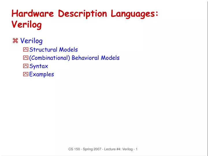 PPT - Hardware Description Languages: Verilog PowerPoint Presentation ... PPT - Hardware Description Languages: Verilog PowerPoint Presentation ...