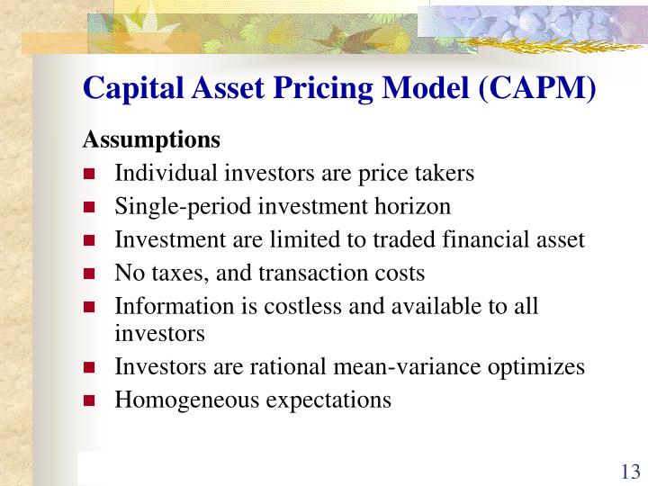 PPT - Capital Asset-Pricing Model (CAPM) and Arbitrage Pricing Theory ...