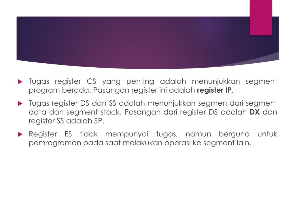 PPT - Struktur Register dan Metode Pengalamatan Memori PowerPoint ...
