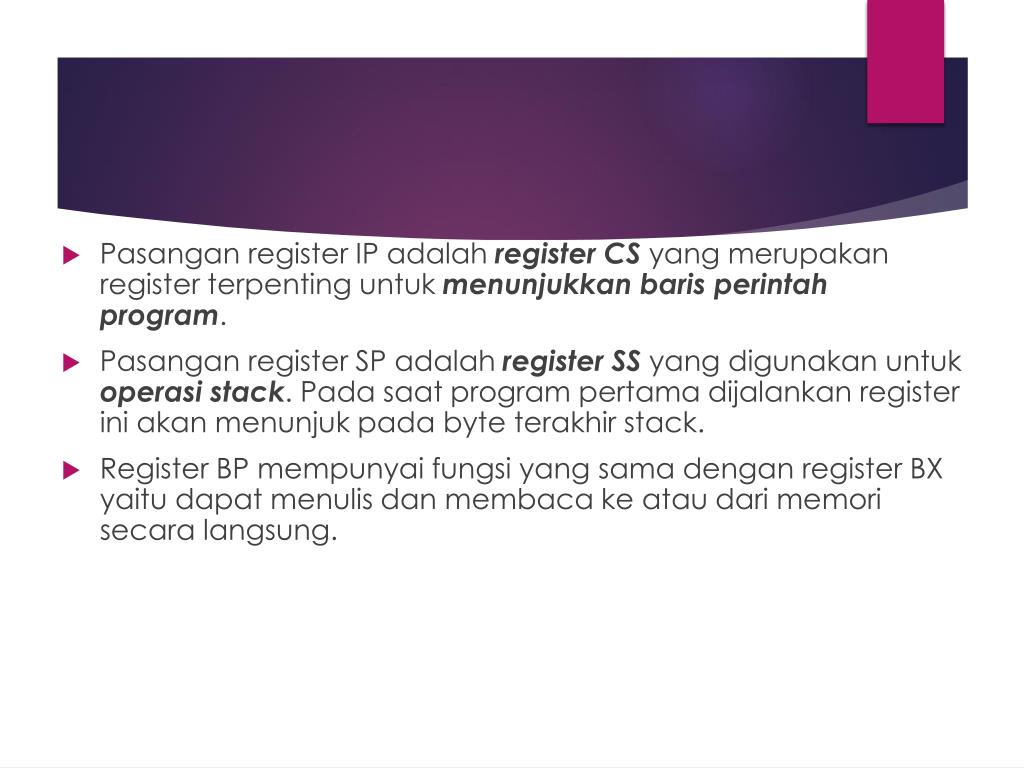 PPT - Struktur Register dan Metode Pengalamatan Memori PowerPoint ...