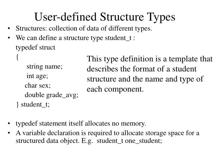 Ppt User Defined Structure Types Powerpoint Presentation Free 5062