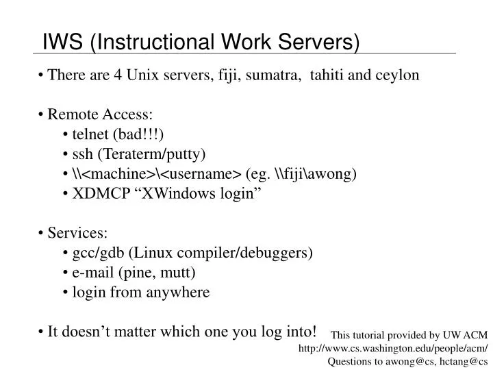 PPT - IWS (Instructional Work Servers) PowerPoint Presentation, free ...
