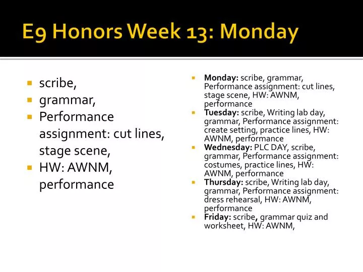 PPT - E9 Honors Week 13: Monday PowerPoint Presentation, free download ...