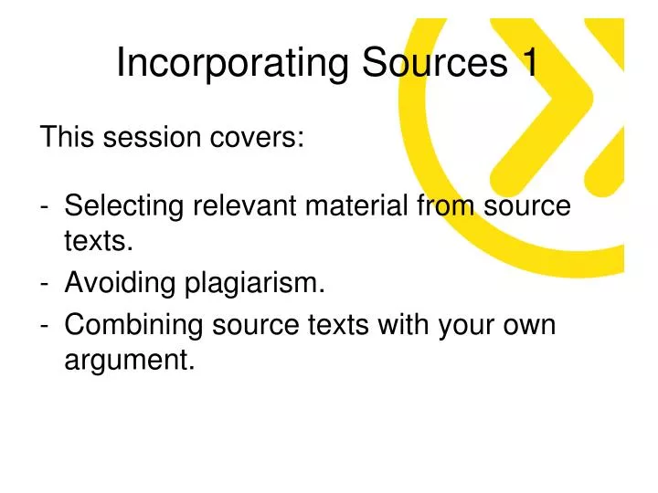 PPT - Incorporating Sources 1 PowerPoint Presentation, free download ...