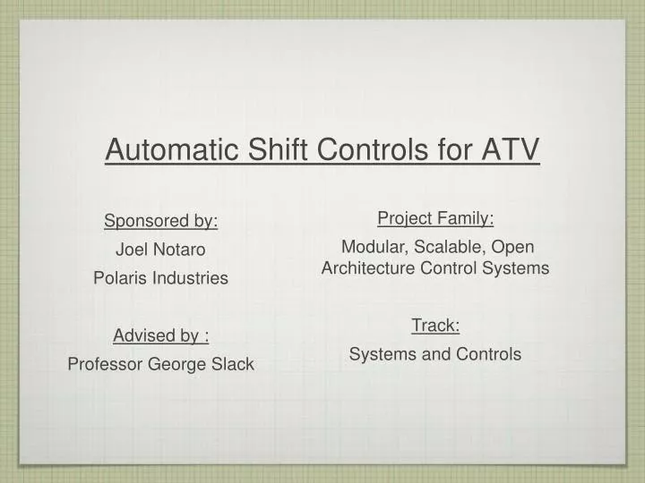 PPT - Automatic Shift Controls for ATV PowerPoint Presentation, free ...