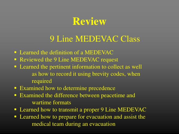PPT - 9 Line MEDEVAC PowerPoint Presentation - ID:3829527