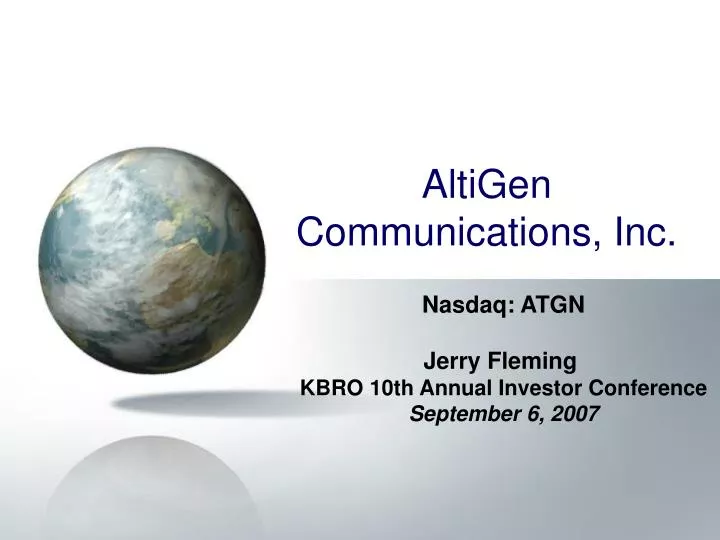 PPT - AltiGen Communications, Inc. PowerPoint Presentation, free ...