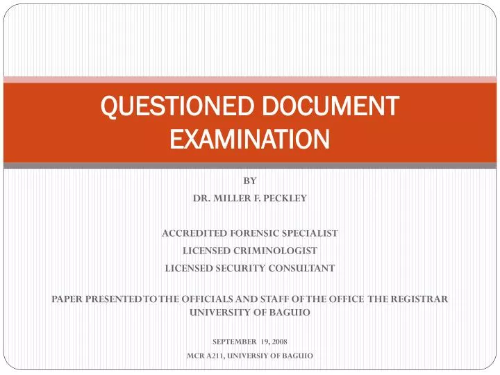 PPT - QUESTIONED DOCUMENT EXAMINATION PowerPoint Presentation, free ...