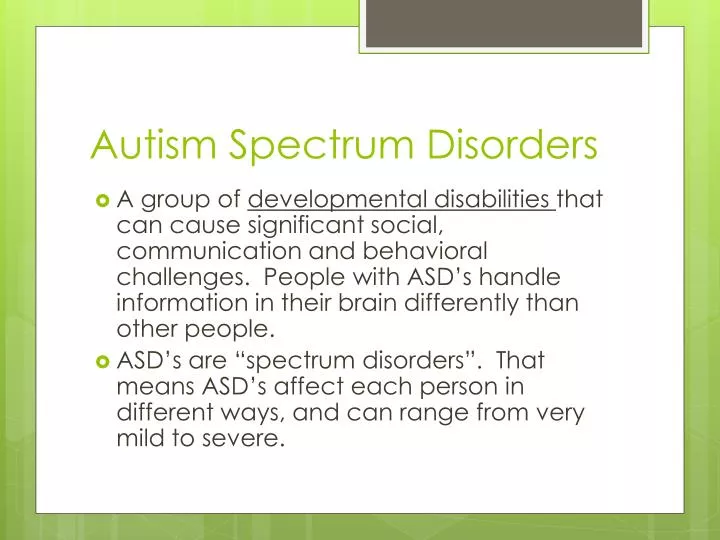 PPT - Autism Spectrum Disorders PowerPoint Presentation, free download ...