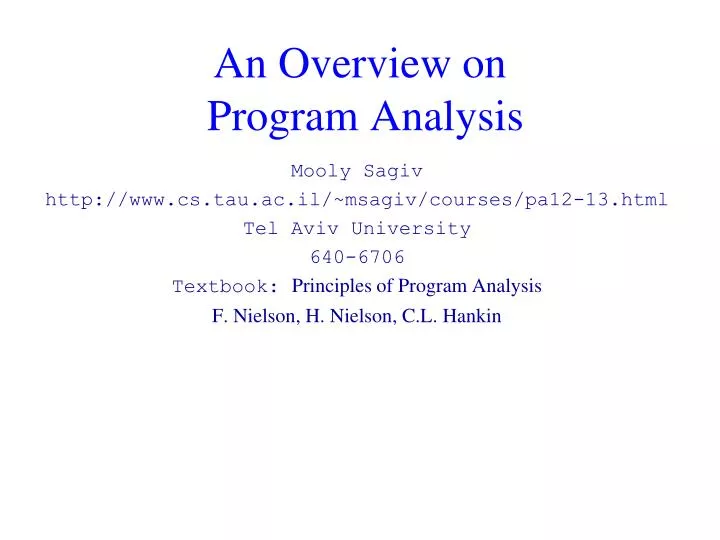 PPT - An Overview on Program Analysis PowerPoint Presentation, free ...