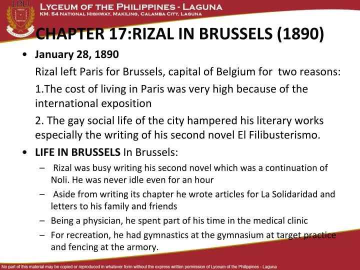 PPT - CHAPTER 17:RIZAL IN BRUSSELS (1890) PowerPoint Presentation, free ...