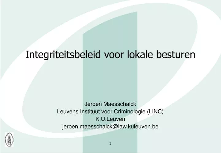 PPT - Integriteitsbeleid voor lokale besturen PowerPoint Presentation, free download - ID:3836636